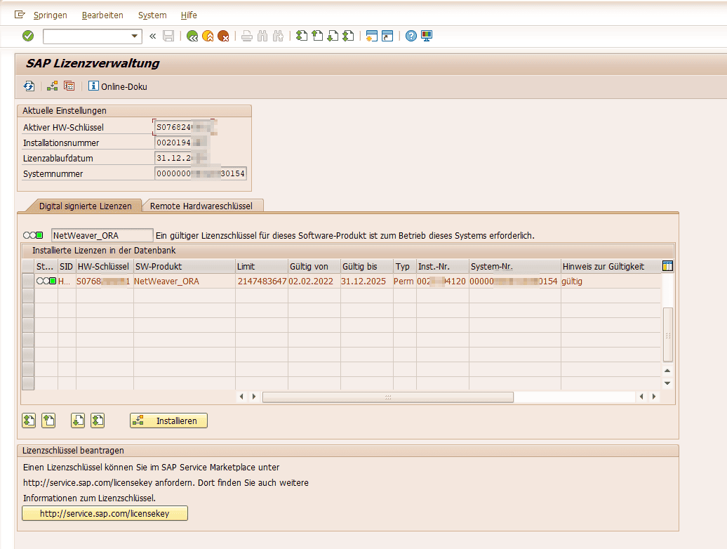 Wo finde ich die SAP-Installationsnummer?